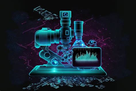 Scientific Device For Medical Research In Laboratory Abstract Microscope Composition Stock