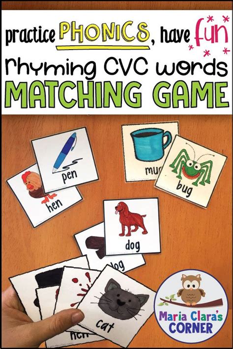 Phonics Rhyming Cvc Words Matching Game Cvc Words Phonics Phonics Rhymes