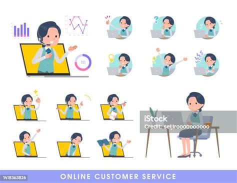 온라인으로 고객에게 서비스를 제공하는 서기 여성 세트 계획에 대한 스톡 벡터 아트 및 기타 이미지 계획 고객 서비스 담당자