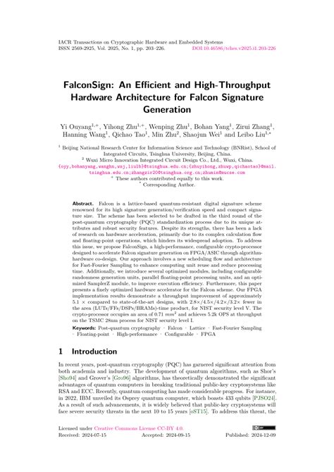 Pdf Falconsign An Efficient And High Throughput Hardware