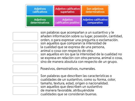 Adjetivos Calificativos Y Determinativos Match Up