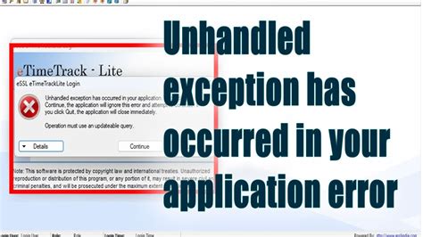 Unhandled Exception Has Occured In Your Application Error ESSL Attendance Software Login Error