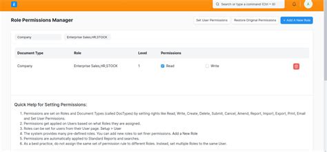 insufficient permission for company read error permissions frappe