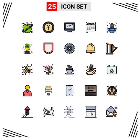 Universal Icon Symbols Group Of 25 Modern Filled Line Flat Colors Of