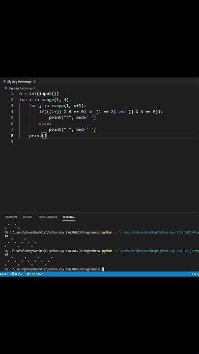 Zig Zag Star Pattern Python Program Python Guy Shorts Youtube