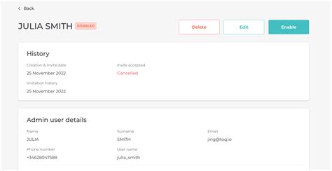 admin user list details