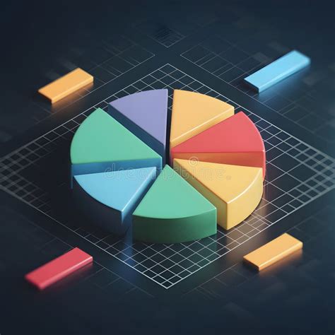 3d Pie Chart With Colored Segments And Labeled Percentages Surrounded By Smaller Rectangles