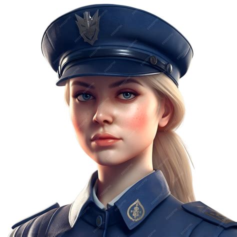 흰색 배경에 고립 된 여성 경찰관의 3d 렌더링 무료 사진