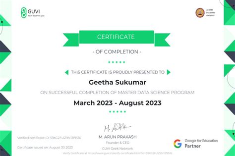 Datascience Guvi Machinelearning Geetha Sukumar