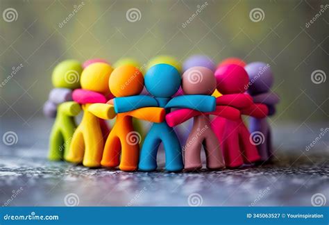 Different Color Stick Figures Hugging In A Circle Together Community Collaboration Support