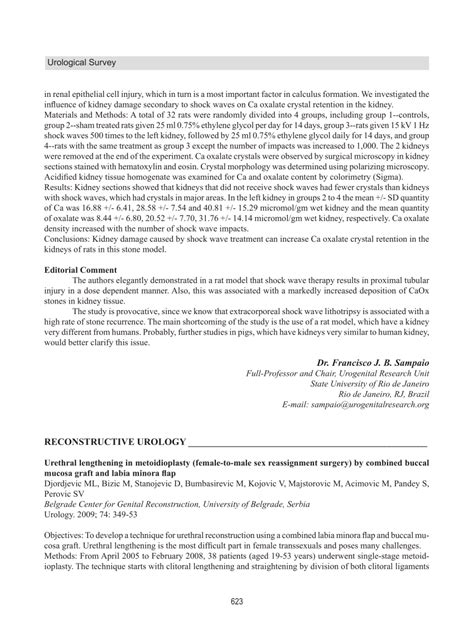 Pdf Urethral Lengthening In Metoidioplasty Female To Male Sex Reassignment Surgery By
