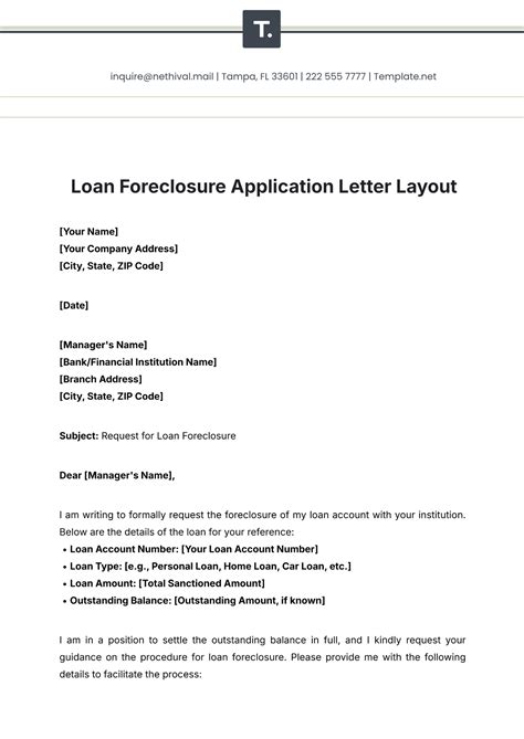 Foreclosure Letter Template