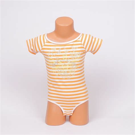 Детско боди с къс ръкав с картинка на бяло и оранжево райе Детское боди Боди Детская