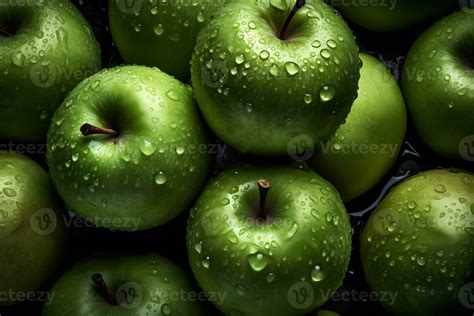Ai Generated Many Green Apples Background Neural Network Ai Generated