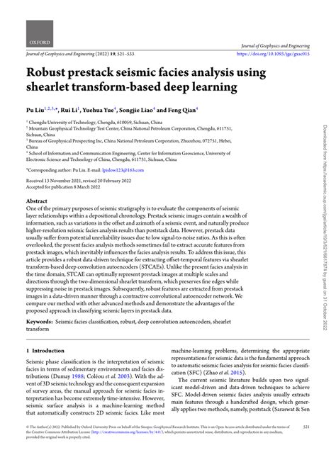 pdf robust prestack seismic facies analysis using shearlet transform