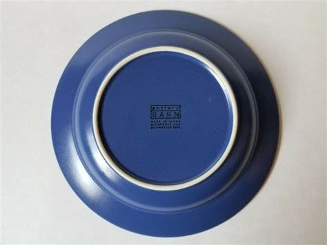 Pottery Barn Bongo Leaves Rimmed Soup Bowl White Blue Stoneware Japan