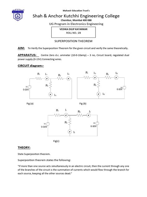 1 Superposition Theorem Pdf Pdf Electrical Network Materials Science