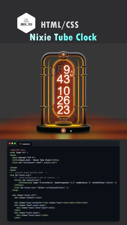 Nixie Enabled Clock ⏰ Shorts Viral Coding Coder Webdevelopment Html Javascript Youtube