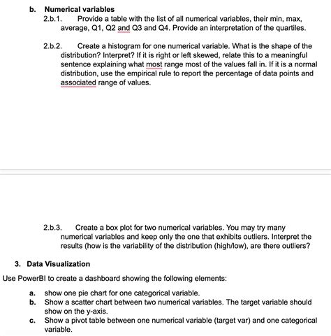 solved b ﻿numerical variables2 b 1 ﻿provide a table with