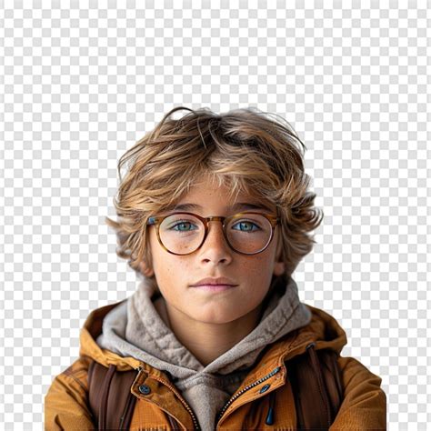 молодой мальчик с голубыми глазами изолированный на прозрачном фоне Премиум Ai