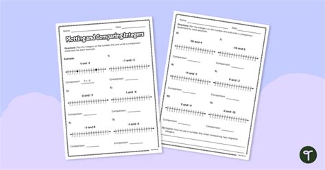 Plotting And Comparing Integers Worksheet Teach Starter