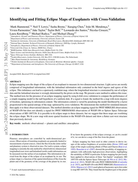 Pdf Identifying And Fitting Eclipse Maps Of Exoplanets With Cross