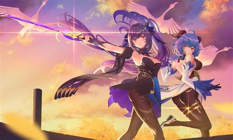 Ganyu Keqing And Keqing Genshin Impact Drawn By Yuan Xp1447998769 Danbooru