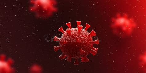 Microscopic View Of Red Virus Particle Infectious Disease Concept 3d Render Stock Illustration