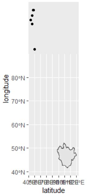 r shapefile and location coordinates don t overlap each other stack overflow