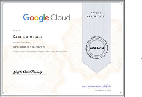 completed generative ai course on coursera kamran aslam posted on the
