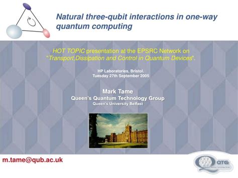 Ppt Natural Three Qubit Interactions In One Way Quantum Computing