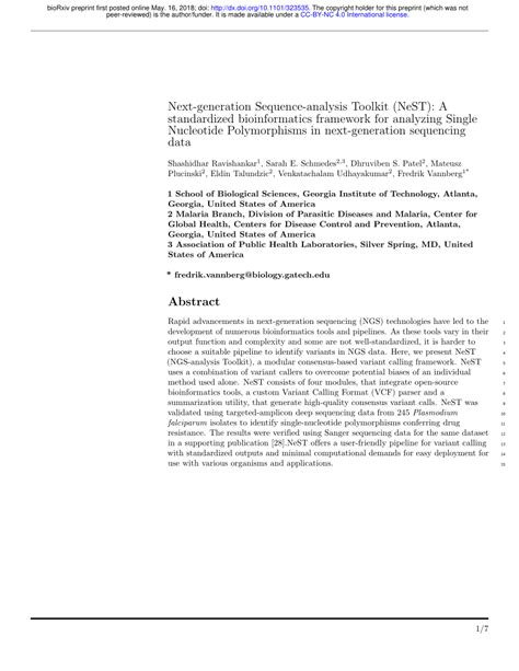 pdf next generation sequence analysis toolkit nest a standardized