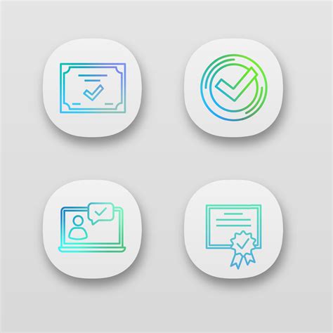 Approve App Icons Set Verification And Validation Chat Approved Certificate Check Mark Ui