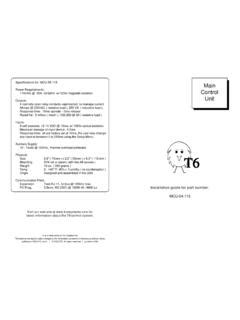 Specifications For MCU 04 115 Main Control Unit Specifications For Mcu 04 115 Main Control