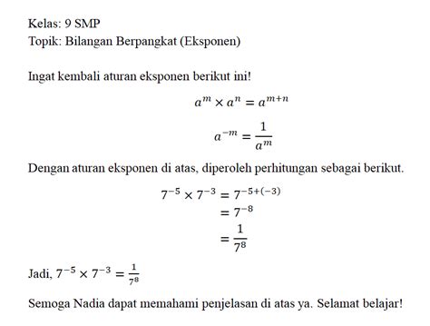 7 Pangkat Min 5 Dikali 7 Pangkat Min 3