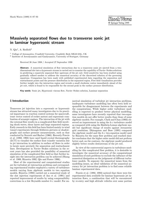 solution massively separated flows due to transverse sonic jet in