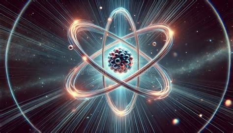 Atom Nucleus With Electrons Orbiting Creating Energy In Space Stock Illustration Illustration