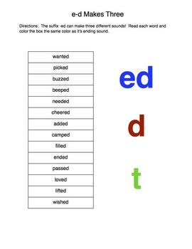 Suffix Ed Worksheet By K To 3 With Mrs D TPT
