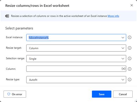 Resize Columnsrows In Excel Worksheet Actionpower Automate Desktop