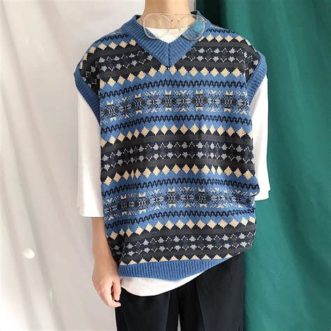 Knit Sweater 니트베스트 남자니트조끼 니트조끼 남자스웨터 보세옷 On Bunjang With Safe Global