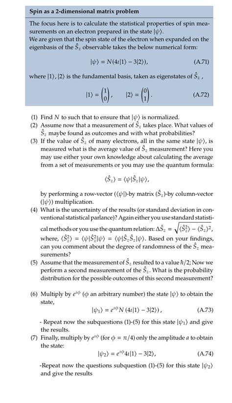 Solved Spin As A 2 Dimensional Matrix Problem The Focus Here
