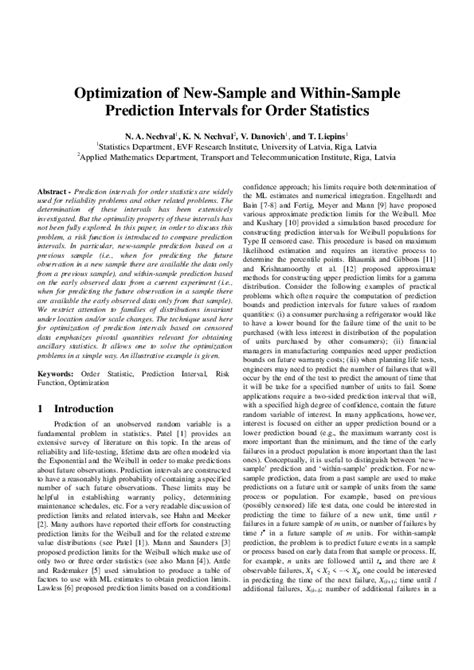 Pdf Optimization Of New Sample And Within Sample Prediction Intervals