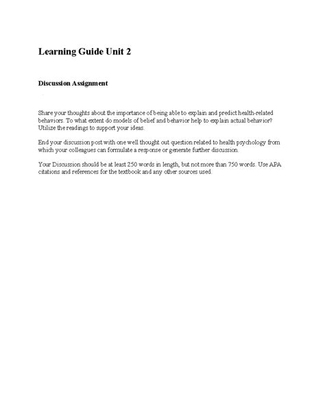 Unit 2 Discussion Assignment PSYC 1111 Learning Guide Unit 2 Discussion Assignment Share
