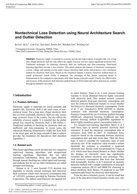 Pdf Nontechnical Loss Detection Using Neural Architecture Search And Outlier Detection