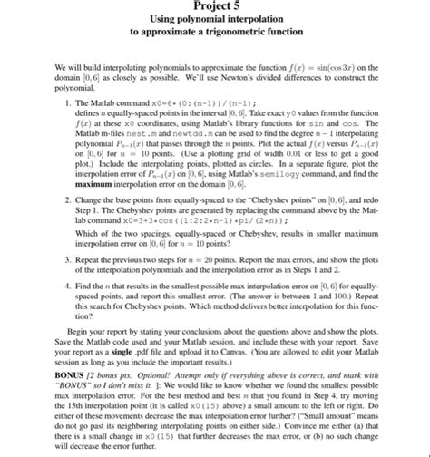 Project 5using Polynomial Interpolation To