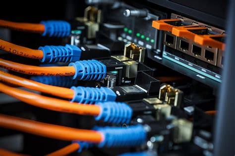 Lan Cable Being Plugged Into A Network Switch Generative Ai Premium Ai Generated Image