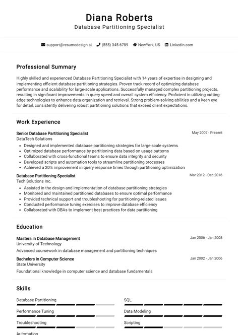 24 Database Clustering Specialist Resume Examples And Templates For 2024 Resumedesign Ai