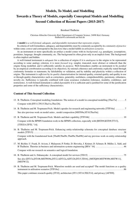 Pdf Models To Model And Modelling Towards A Theory Of Models Especially Conceptual Models