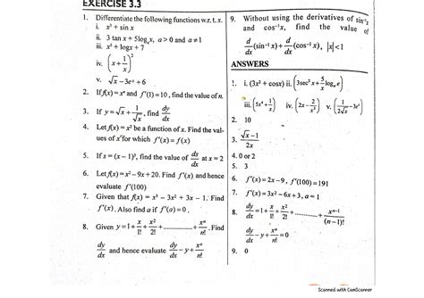 Differentiation Exercise Questions And Answers Maths Maths Studocu