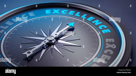 Dark Compass With Needle Pointing To The Word Excellence 3d